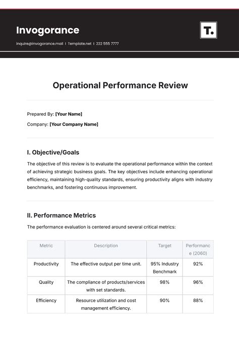 Free Operational Performance Review Template To Edit Online
