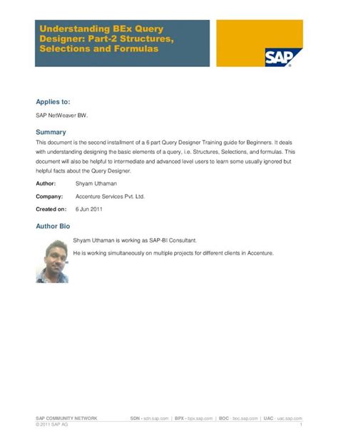 Pdf Understanding Bex Query Designer Part 2 Structures2c Selections And Formulas Dokumentips