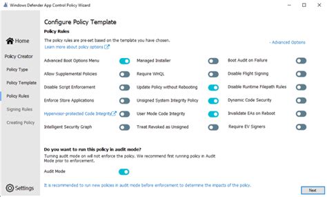 Translating Windows Defender Application Control Policy Wizard Sliders