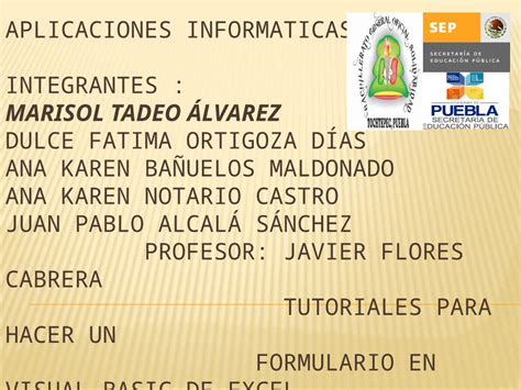 pptx tutoriales para hacer un formulario en visual basic en exel