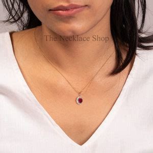 Half Moon Ruby Pendant 14k Solid Gold Ruby Diamond Pendant Oval