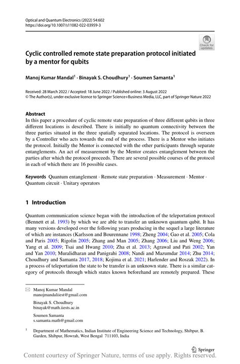 Cyclic Controlled Remote State Preparation Protocol Initiated By A