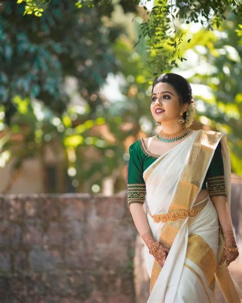 Kerala Saree With Matching Jewellery