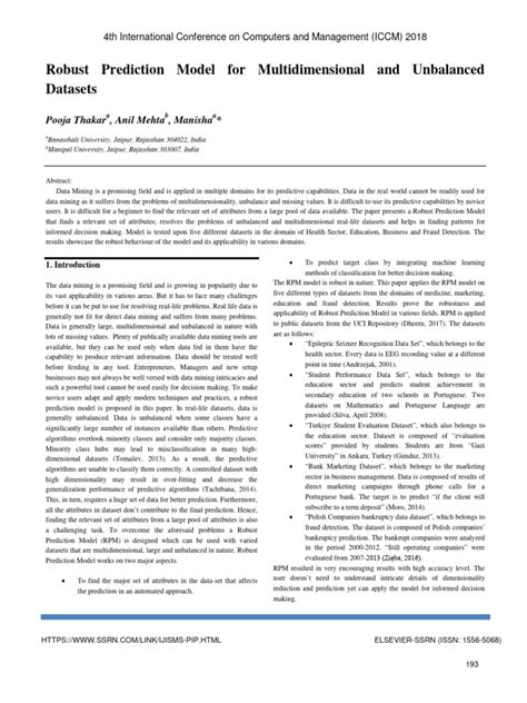 robust prediction model for multidimensional and unbalanced datasets