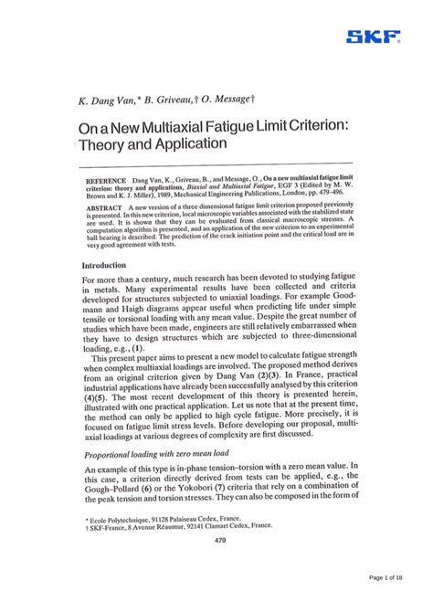 Pdf On A New Multiaxial Fatigue Limit Criterion Theory And