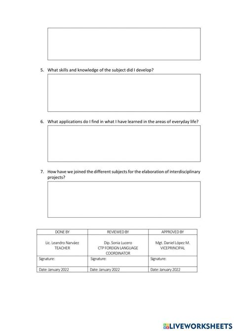 1st Bgu Metacognitive Reflection Worksheet Live Worksheets
