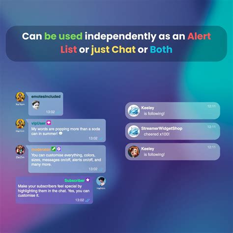 Flexible Twitch Chat With Avatars Alerts And Pronouns Emotes Typewriter Effect For