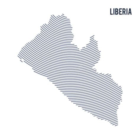 Vector Abstract Hatched Map Of Liberia With Curve Lines Isolated On A White Background Stock