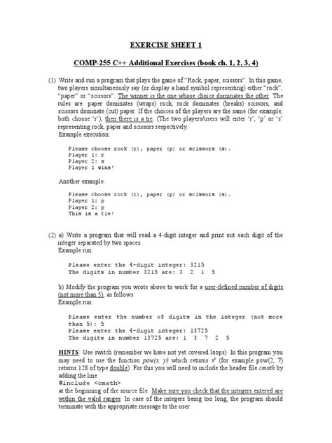exercise sheet 1 comp 255 c additional exercises book ch 1 2 3 4 pdf quadratic