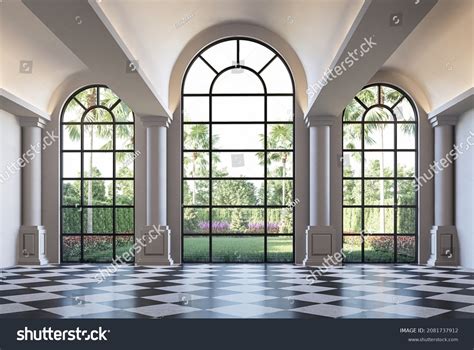 Classical Style Empty Room Interior Garden Stock Illustration
