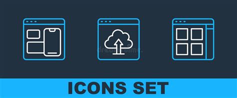 Set Line Browser Files Web Developer Programming Code And Cloud Upload