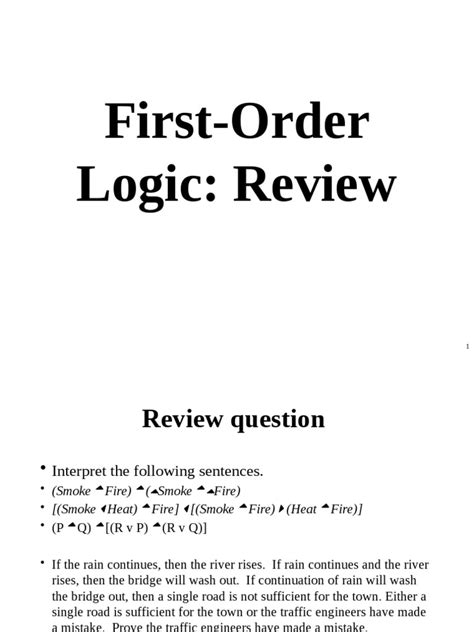 First Order Logic Review Pdf Interpretation Logic Axiom