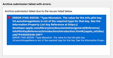 Ios Archive Submission Failed Due To The Issue Listed Below ERROR