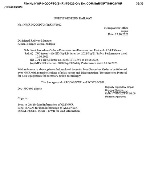 Jpo Disconnection Reconnection Protocol For Sandt Gears Over Nwr