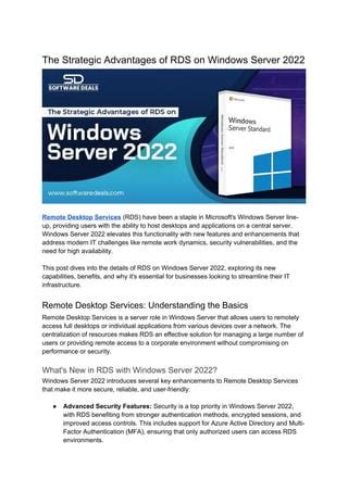 The Strategic Advantages Of RDS On Windows Server 2022 Docx
