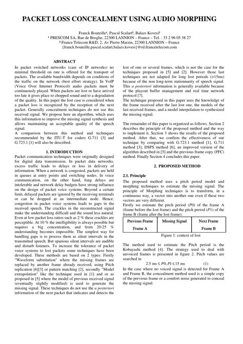 Pdf Packet Loss Concealment Using Audio Morphing