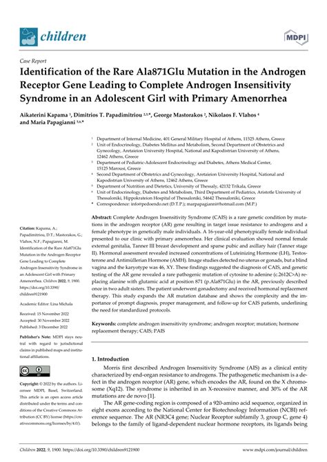 Pdf Identification Of The Rare Ala871glu Mutation In The Androgen