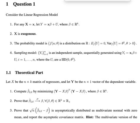 solved 1 question 1 consider the linear regression model 1
