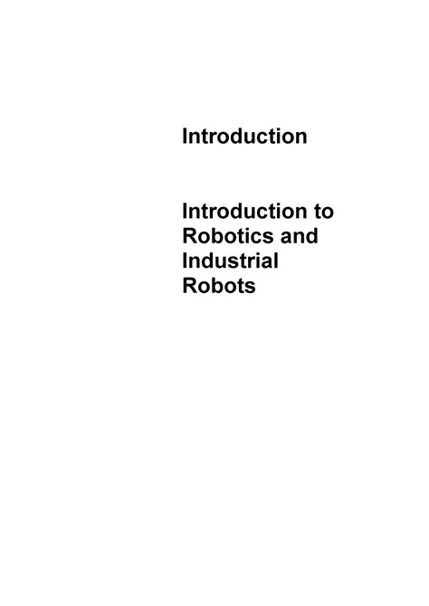 Lecture 1 Introduction To Robotics And Industrial Robots