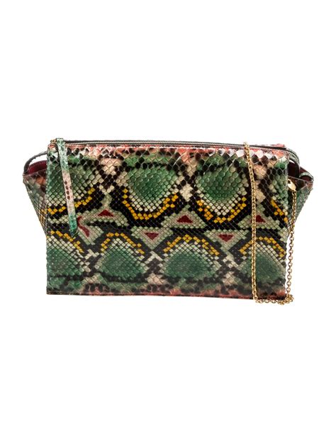 Celine Python Trifold Clutch Green Shoulder Bags Handbags Cel The Realreal
