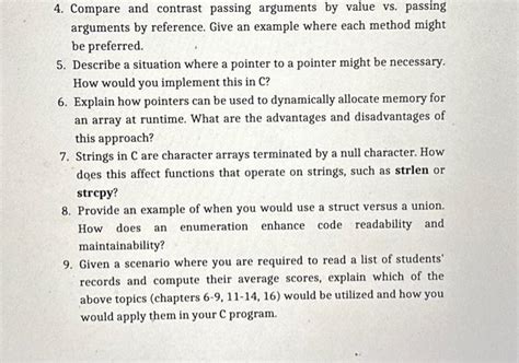 Solved Compare And Contrast Passing Arguments By Value Chegg Com