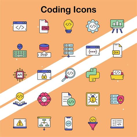 Premium Vector Coding Icons Representing Programming And Development