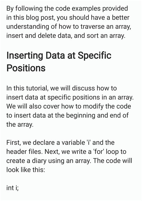 solution array operations traversal insertion explanation with c