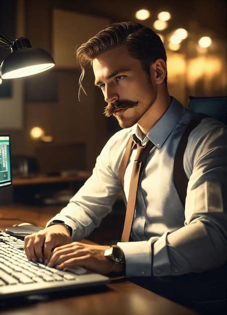 premium ai image man office work coder