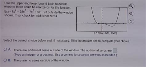 solved use the upper and lower bound tests to decide whether