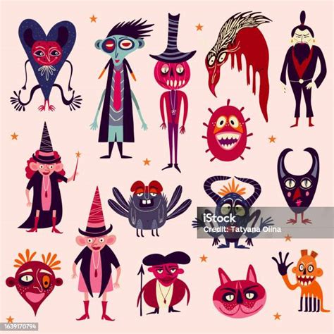 활기찬 이상하고 못생긴 할로윈 캐릭터 현대적인 플랫 손으로 그린 스타일의 귀여운 기괴한 만화 캐릭터 돼지에 대한 스톡 벡터 아트 및 기타 이미지 Istock