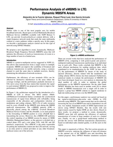 Pdf Performance Analysis Of Embms In Lte Dynamic Mbsfn Areas