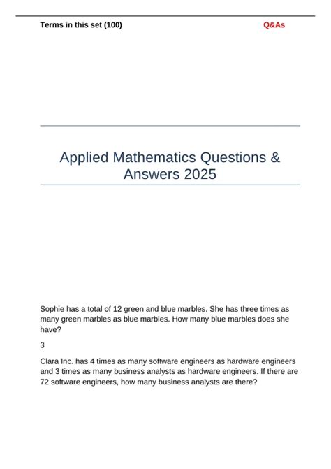 Applied Mathematics Questions And Answers 2025 Applied Mathematics
