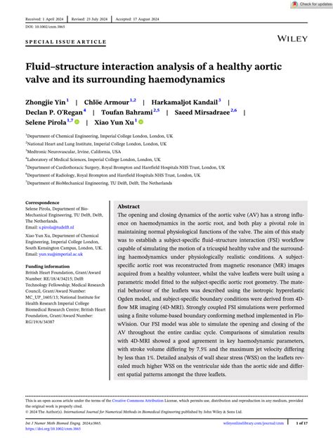 Pdf Fluidstructure Interaction Analysis Of A Healthy Aortic Valve
