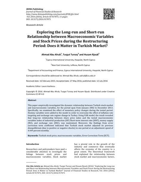 Pdf Exploring The Long Run And Short Run Relationship Between Macroeconomic Variables And