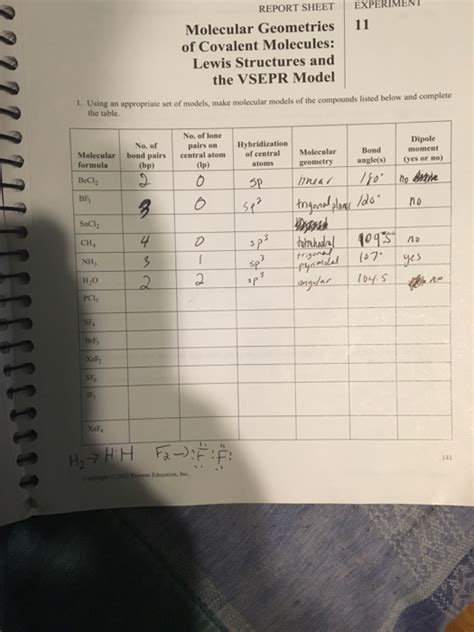 Solved Report Sheet Experimen Molecular Geometries 11 Of