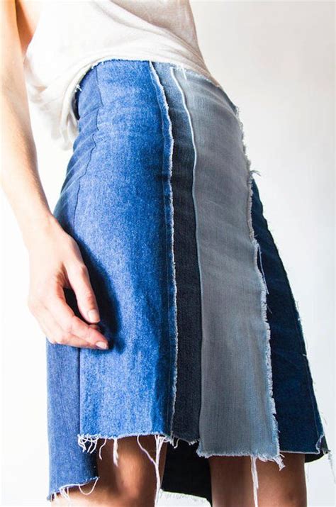 Days Of Denim Handmade Denim Patchwork Skirt Upcycle Jeans Denim