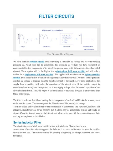 Rectifiers With Filter Circuits Pdf Rectifier Capacitor