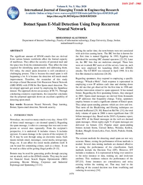 Pdf Botnet Spam E Mail Detection Using Deep Recurrent Neural Network