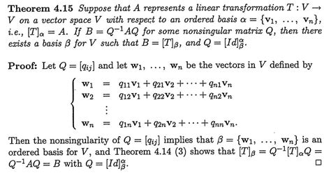 matrices help understanding proof regarding linear transformation