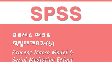 Spss를 활용한 프로세스 매크로 15 직렬매개효과6 Process Macro Model 6serial