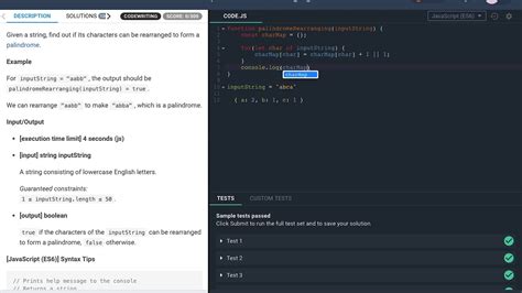 palindromerearranging ~ codefights javascript solution youtube