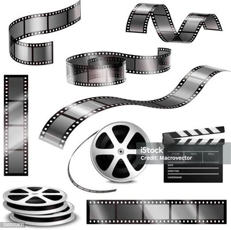 필름 릴 스트립 클래퍼 3d 현실적인 영화에 대한 스톡 벡터 아트 및 기타 이미지 영화 영화 산업 카메라 필름 Istock