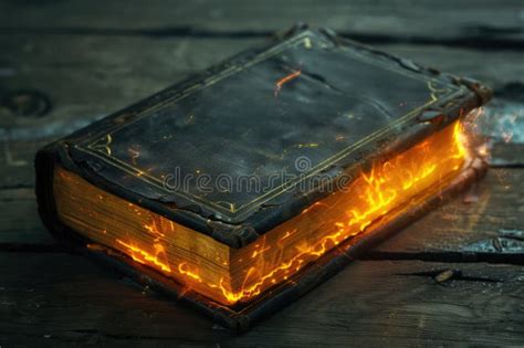 An Old Book With Flames Burning Around It Perfect For Use In Fantasy