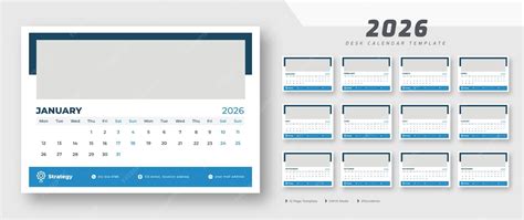 2026 Desk Calendar Template With Monthly Layout Premium Vector
