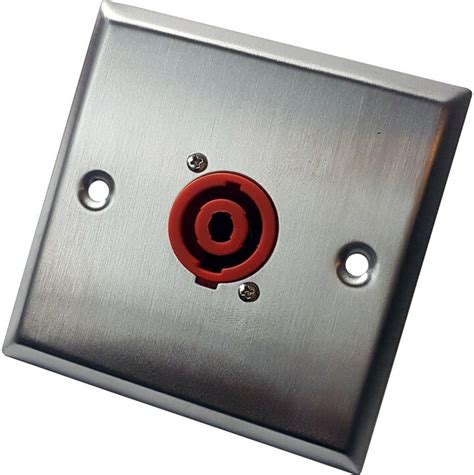 Loops Brushed Steel Speaker Cable Socket Outlet Wall Face Plate Spkon