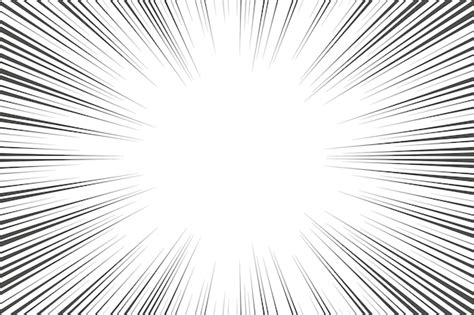 만화 만화책 방사형 모션 배경의 프레임에 있는 스피드 라인 흑백 폭발 플래시 글로우 프리미엄 벡터