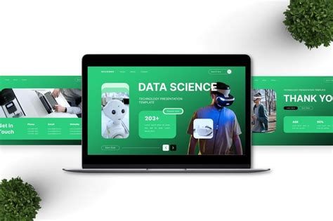data science technology powerpoint templates incl green and science