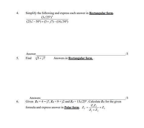 Solved 4 Simplify The Following And Express Each Answer In