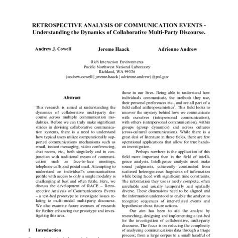 Retrospective Analysis Of Communication Events Understanding The