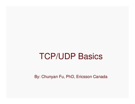 Pdf Tcp Udp Basics